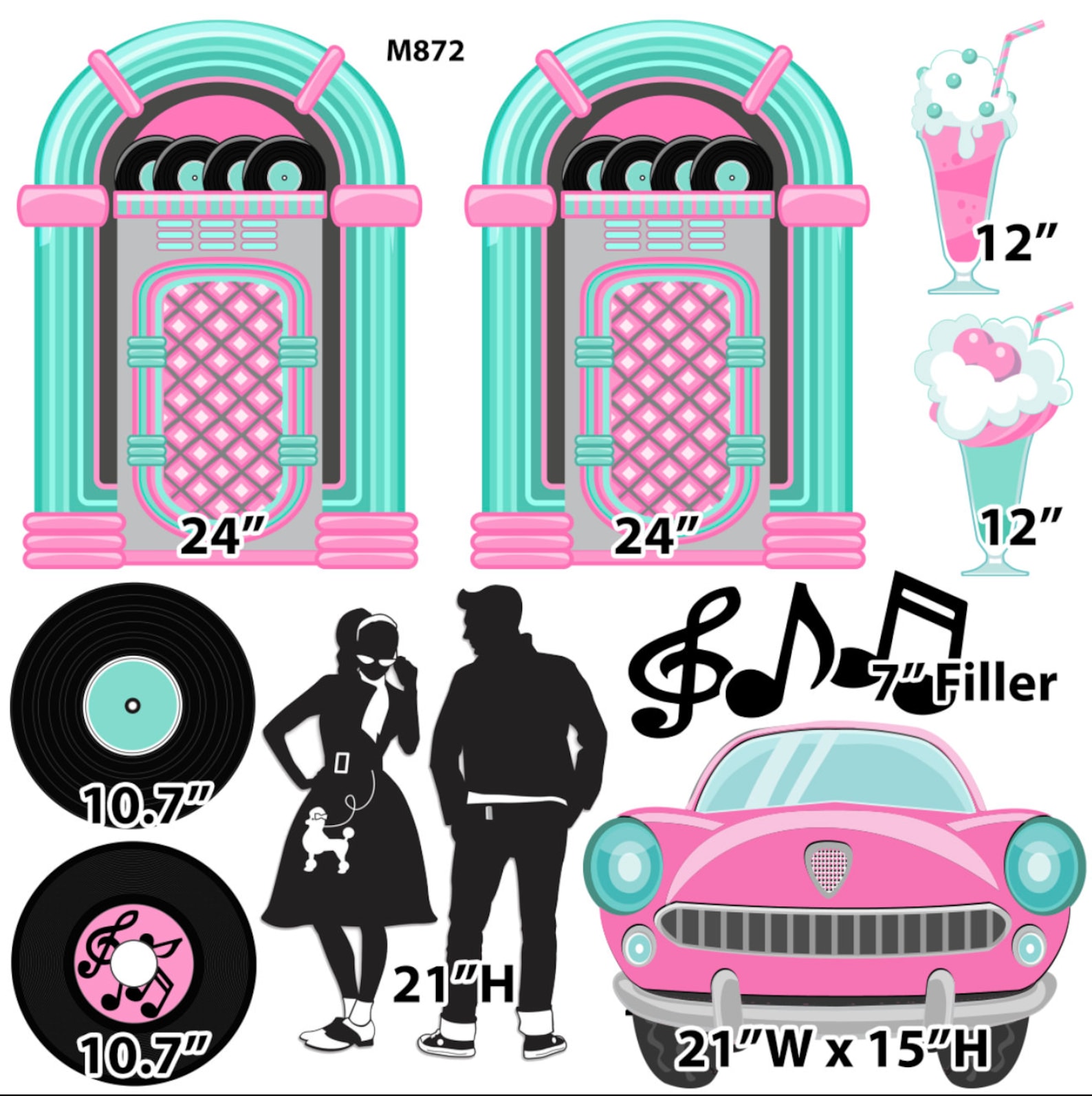 1950's Jukebox Silhouette Records Floats Diner Yard - Etsy
