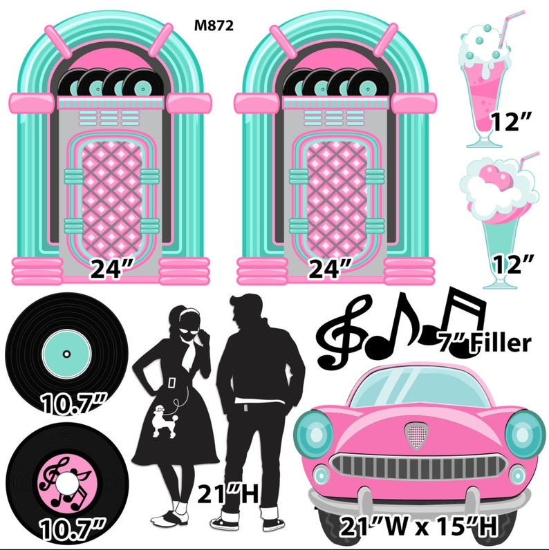 1950's Jukebox Silhouette Records Floats Diner Yard - Etsy
