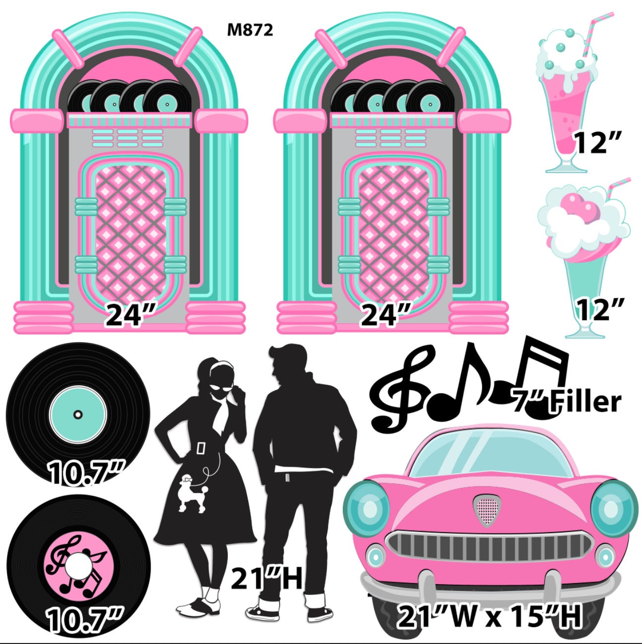 1950's Jukebox Silhouette Records Floats Diner Yard - Etsy Canada