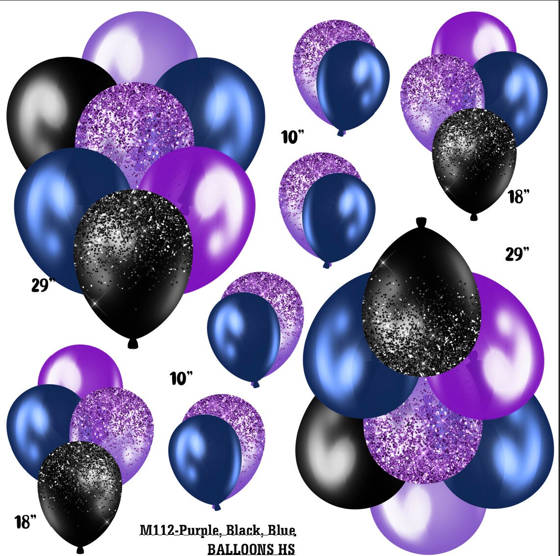 Balloon Bundles Purple Black Blue Bouquets Yard Cards | Etsy