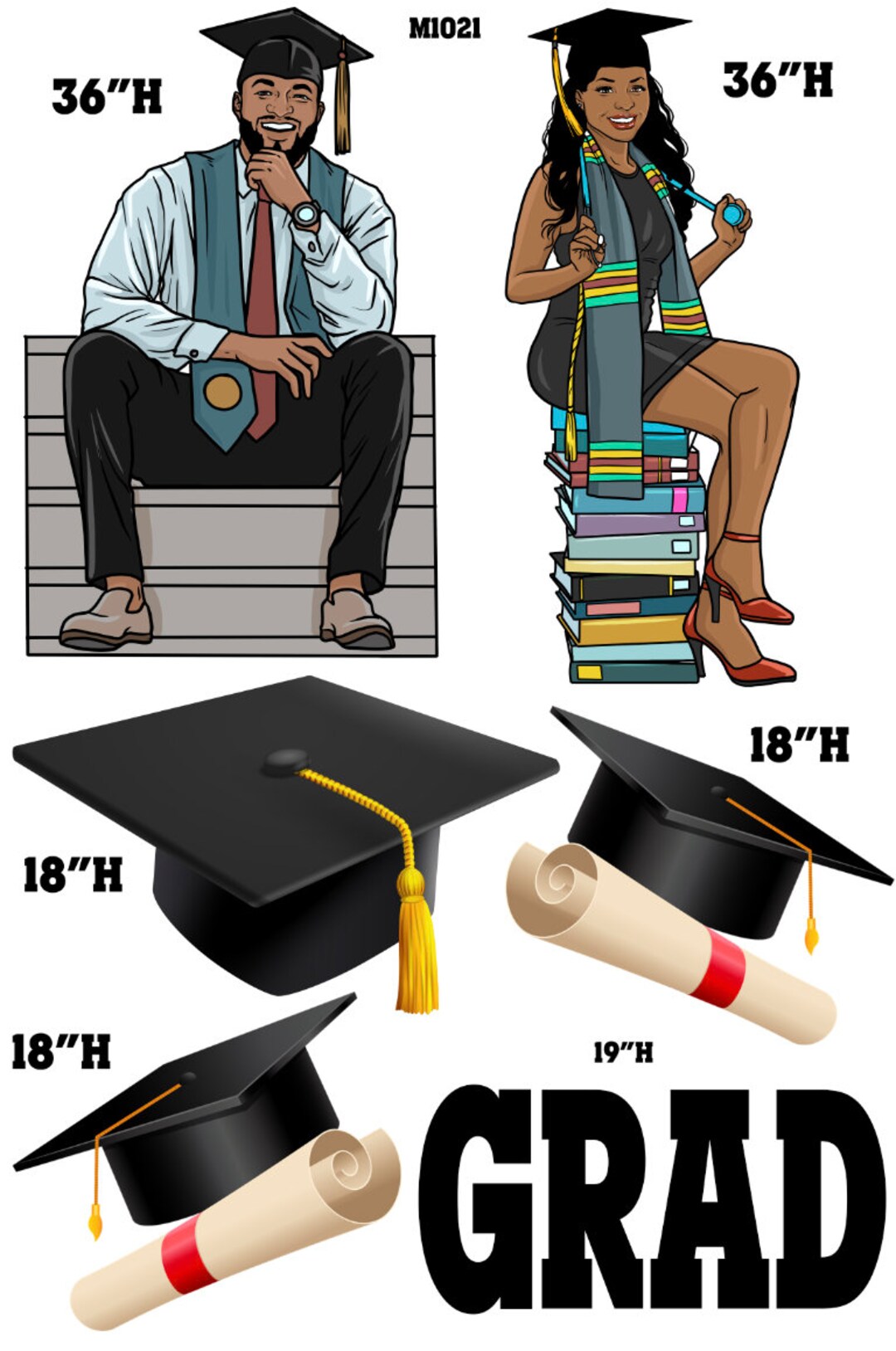 Graduation, Cap, Tassel, Diploma Yard Cards POC, Person of Color, Woman ...