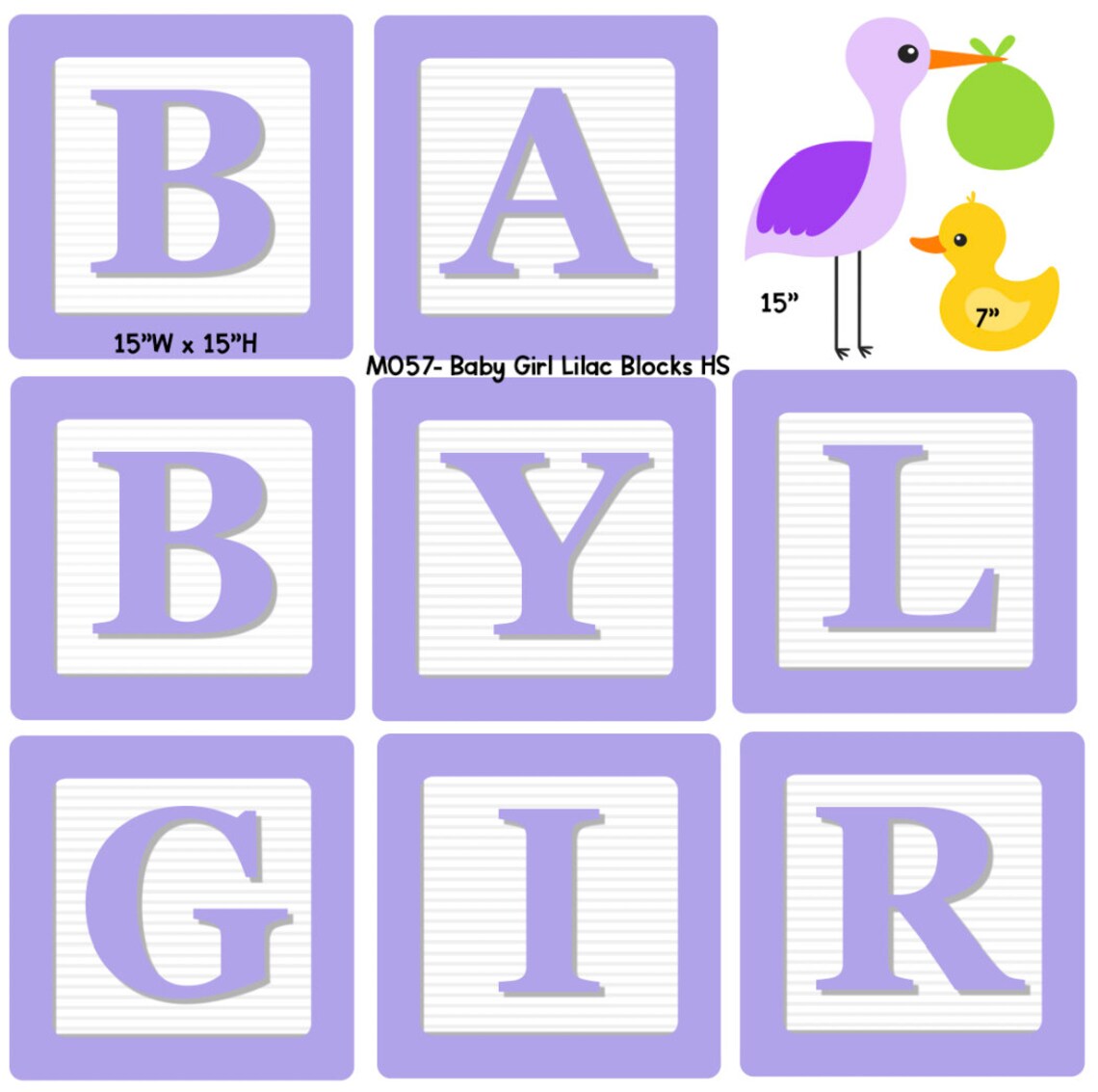 Baby Boy Girl Stork Rubber Duck Block Letters Yard Cards - Etsy
