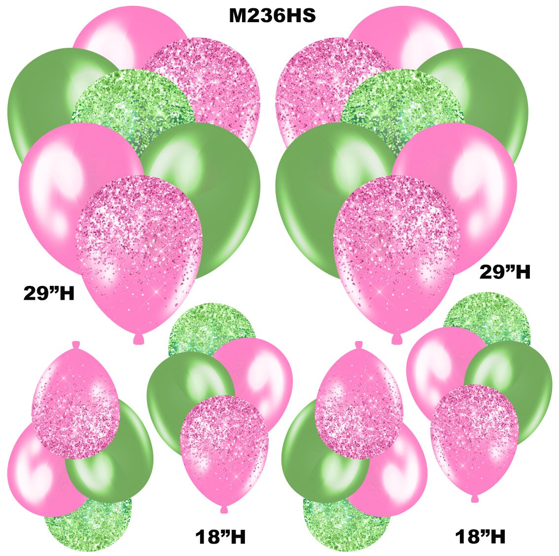 Balloon Bundles Yard Cards Lime & Pink M235HS | Etsy