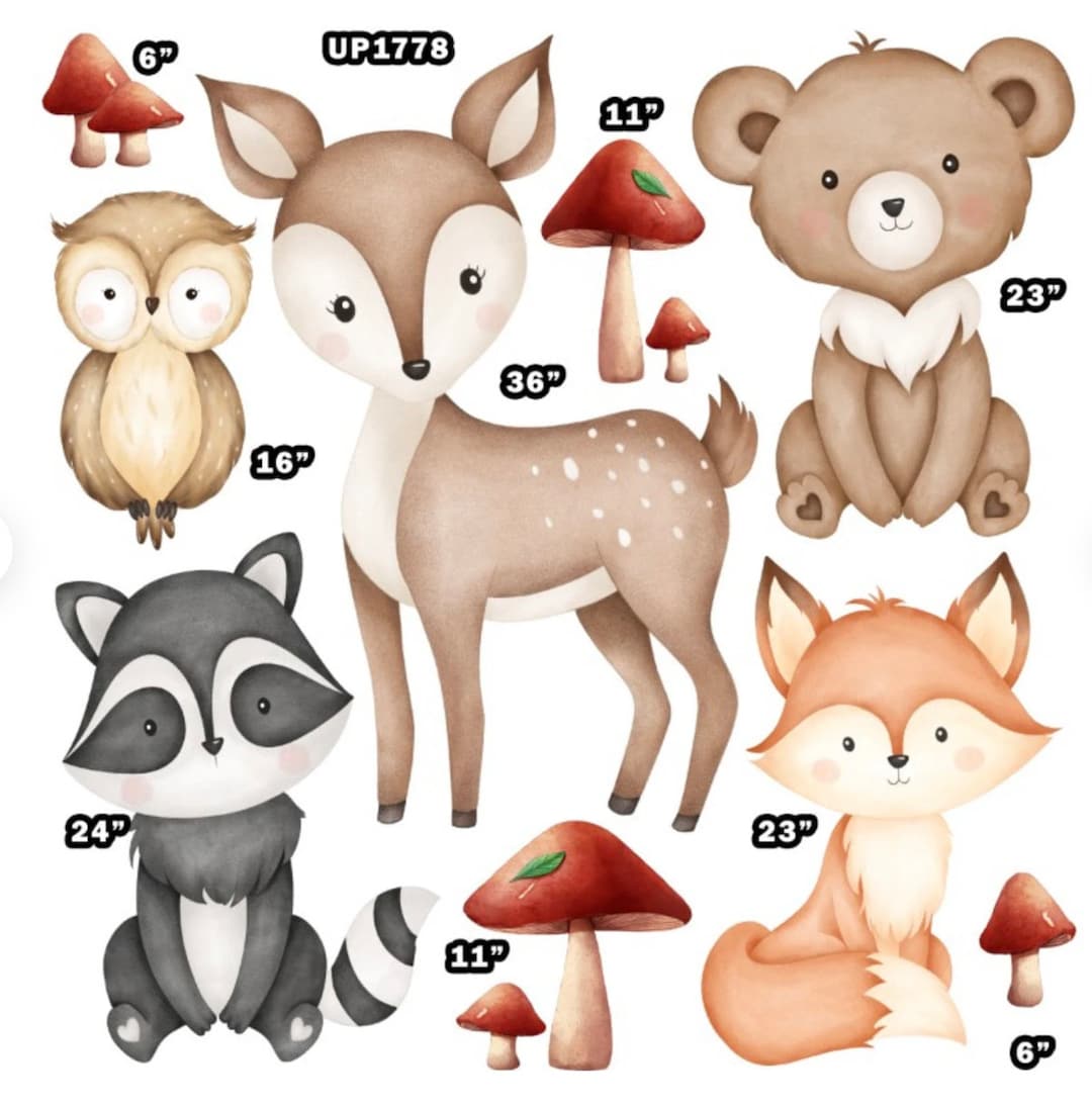 WOODLAND FOREST ANIMALS Baby Shower Party Props Decorations Cutouts ...