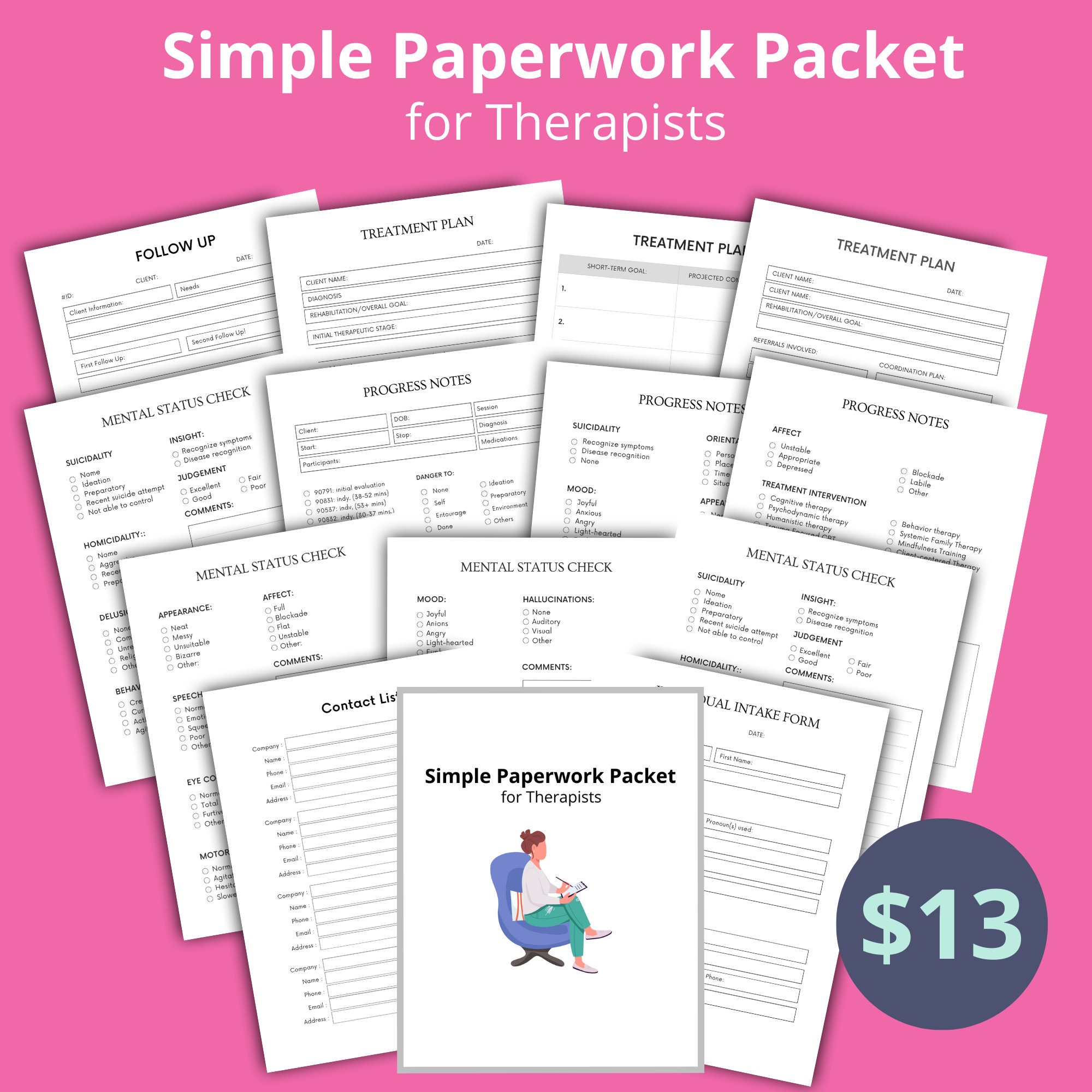 Simple Paperwork Packet for Therapists | Therapy Tools | Client Forms ...