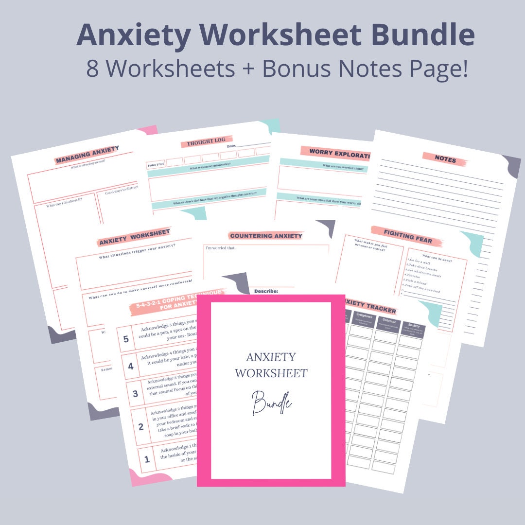 Anxiety Worksheet Bundle | Stress Management | Mental Health Resources ...