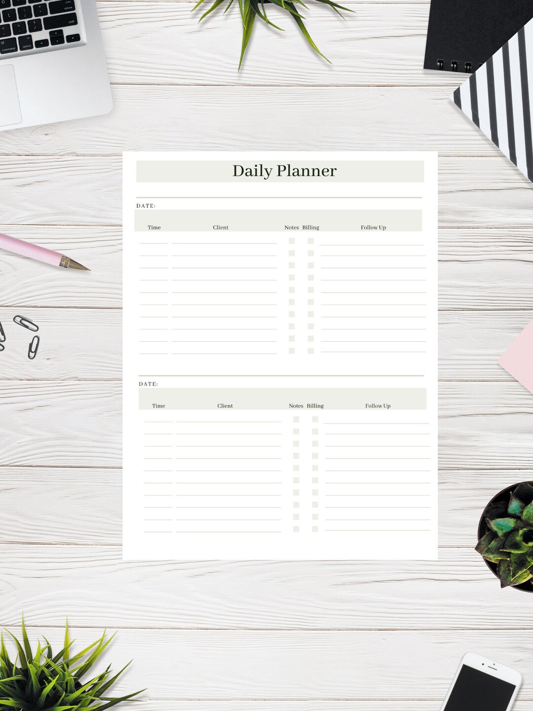 Daily Planner Two Days per Page - Digital Daily Planner | Day Planner ...