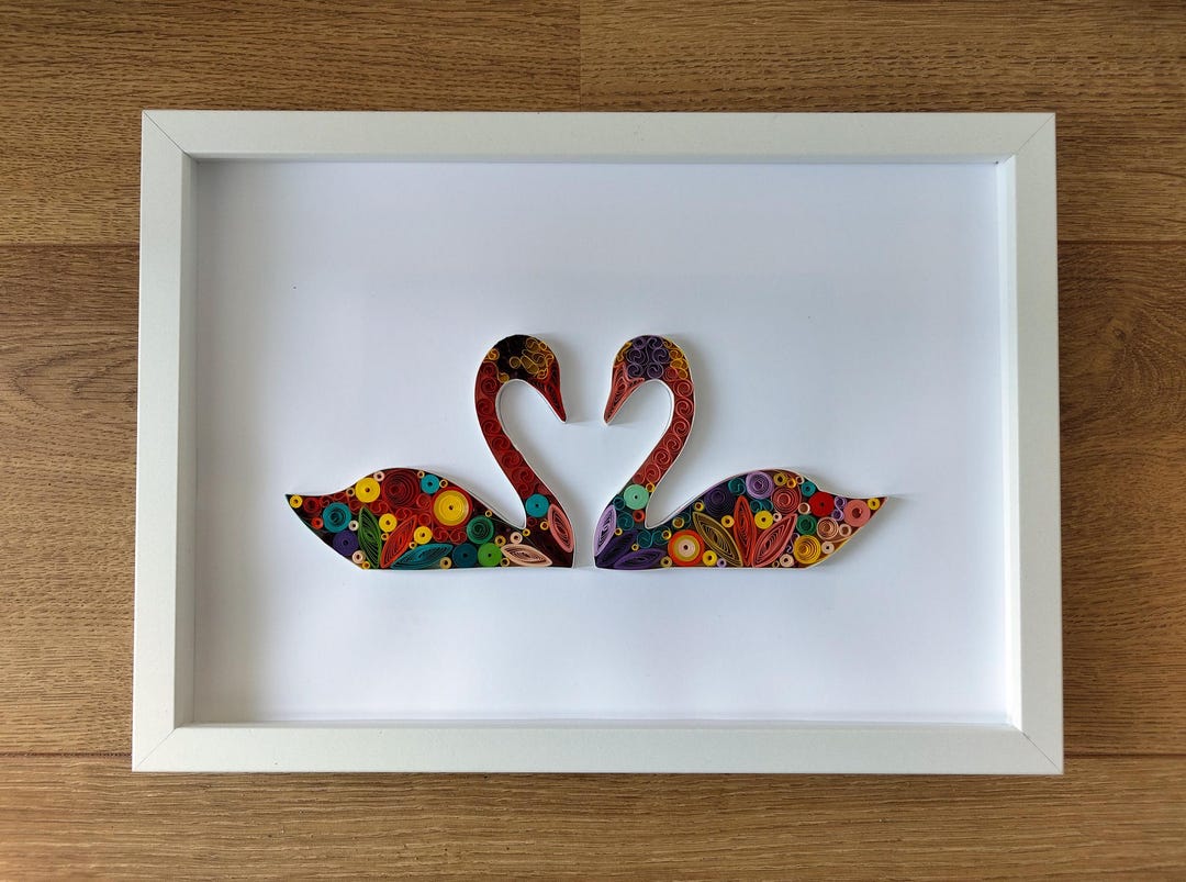 Handmade Quilling Swan Couple | 3D Paper Art Love Birds | Wedding or ...