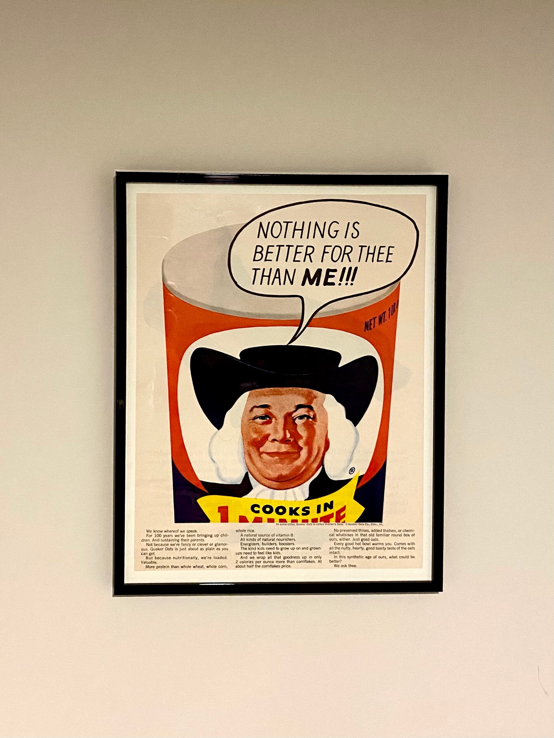 Quaker Original Vintage Ads 1960s Advertisement 11x14 Black Plastic ...