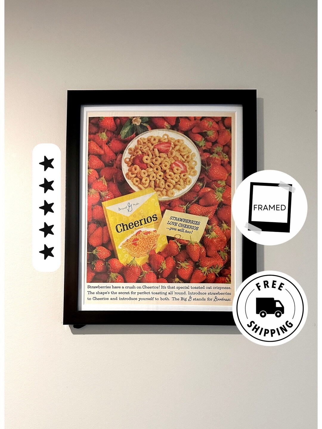 Cheerios Cereal Original Vintage Ads 1960s Advertisement 11x14 Black ...