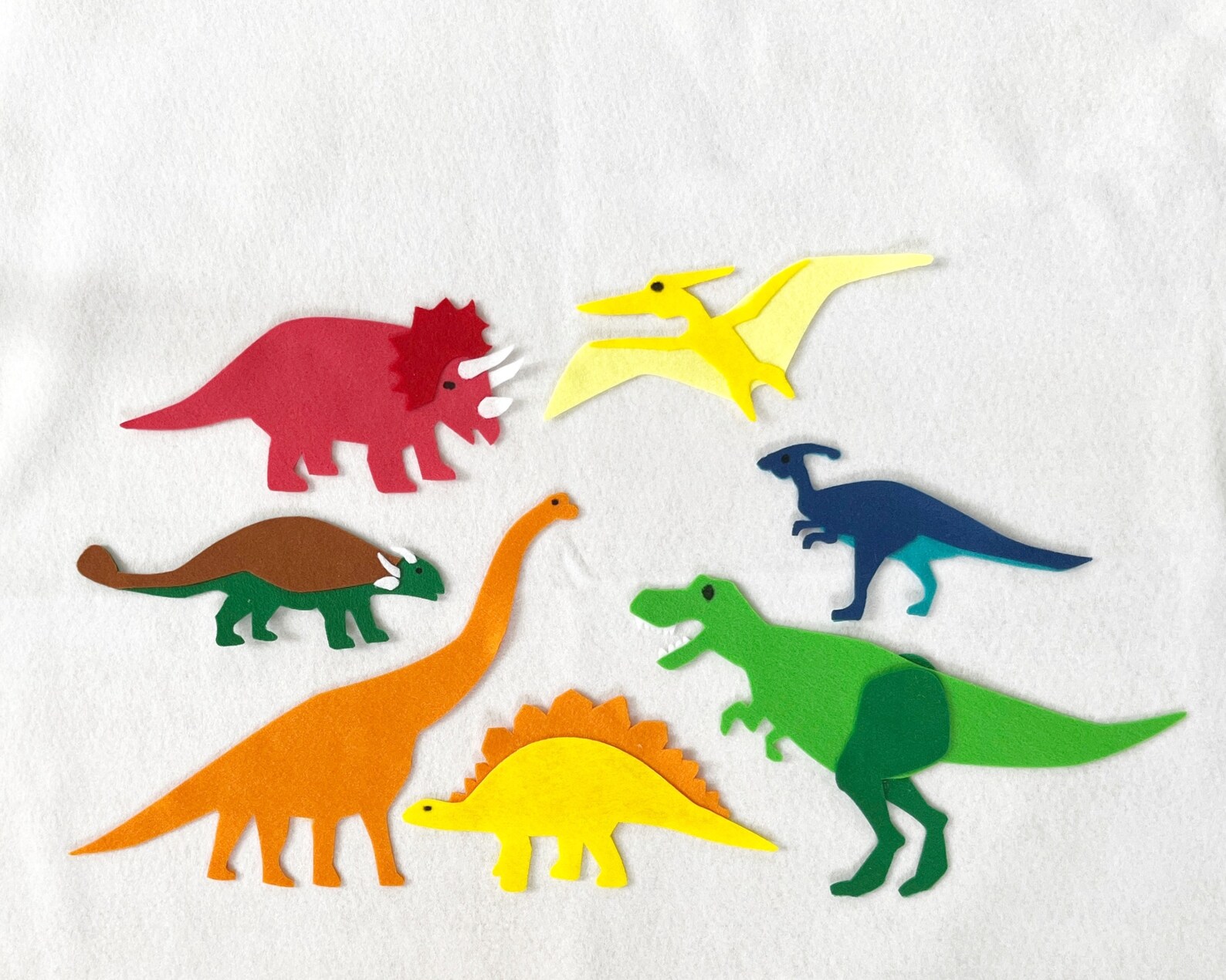 Seven Dinosaurs Felt Board Pattern With SVG File, Easy to Make Set for ...