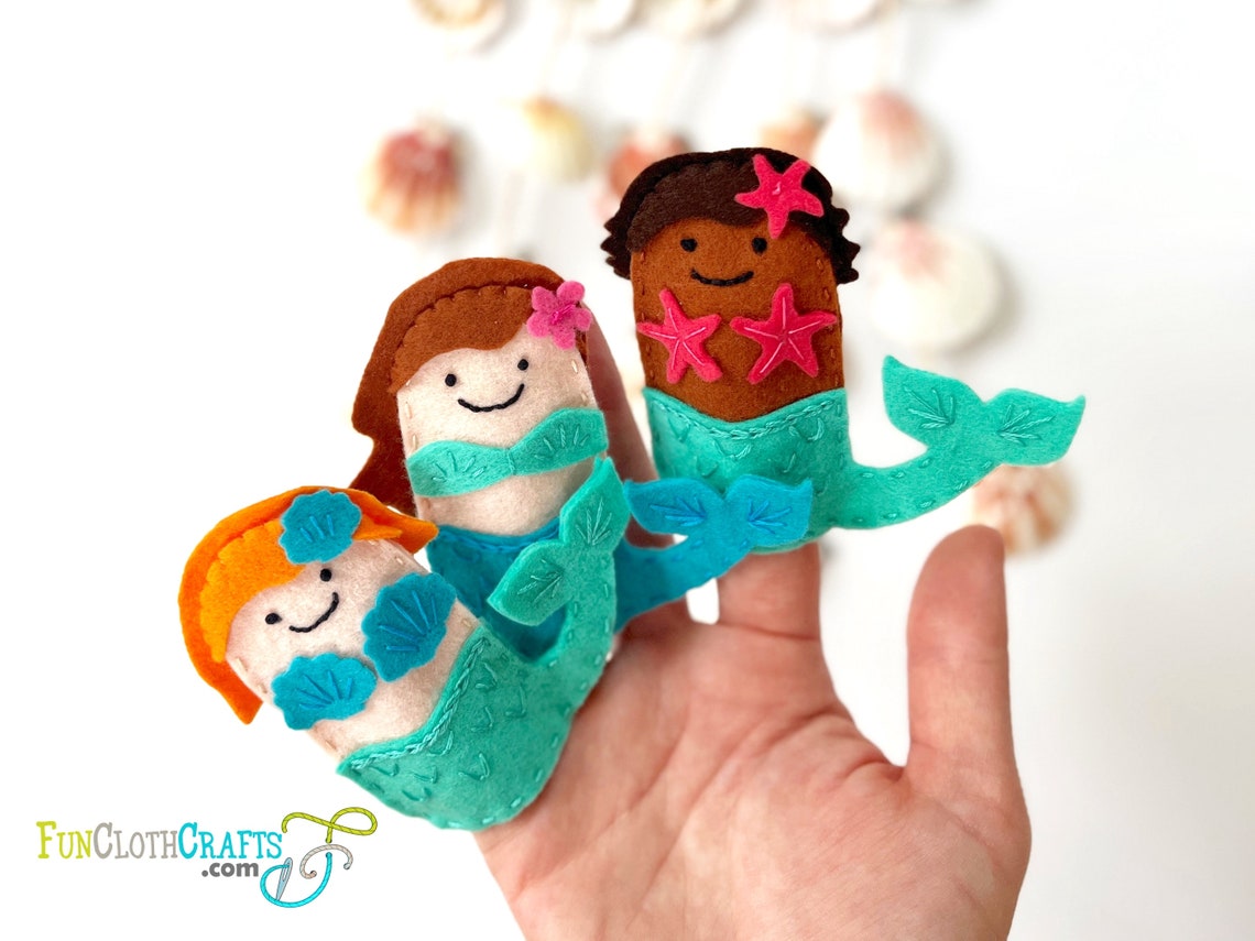 Joyful Felt Mermaids Finger Puppets PDF Pattern With SVG File - Etsy