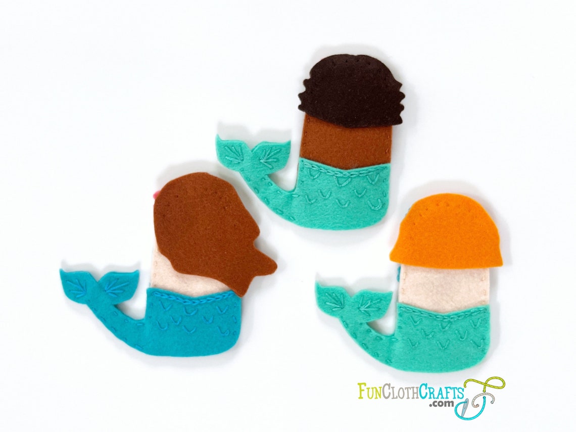 Joyful Felt Mermaids Finger Puppets PDF Pattern With SVG File - Etsy