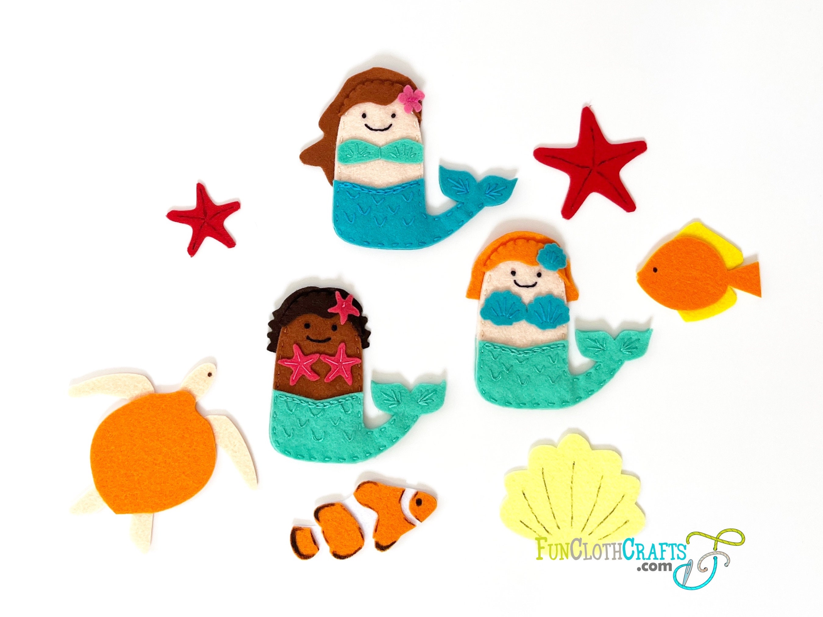 Joyful Felt Mermaids Finger Puppets PDF Pattern With SVG File - Etsy