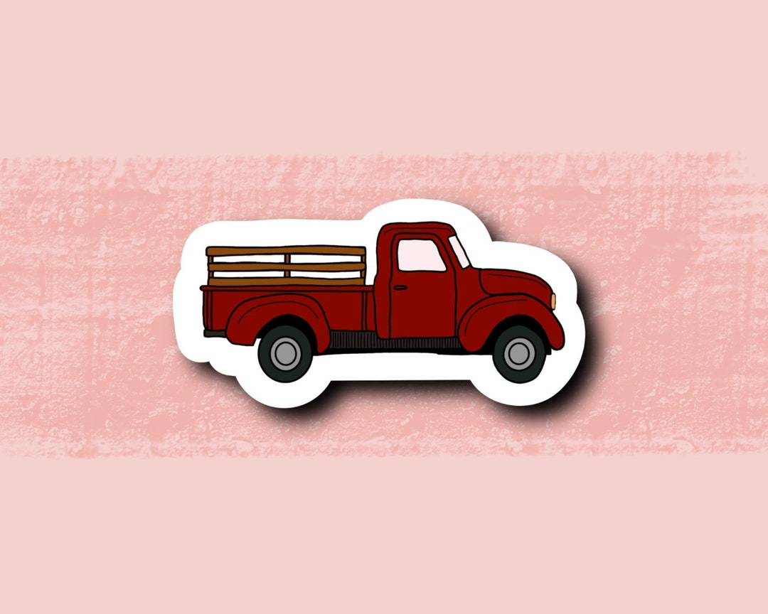 Classic Red Truck Sticker Farm Truck Handdrawn Sticker - Etsy