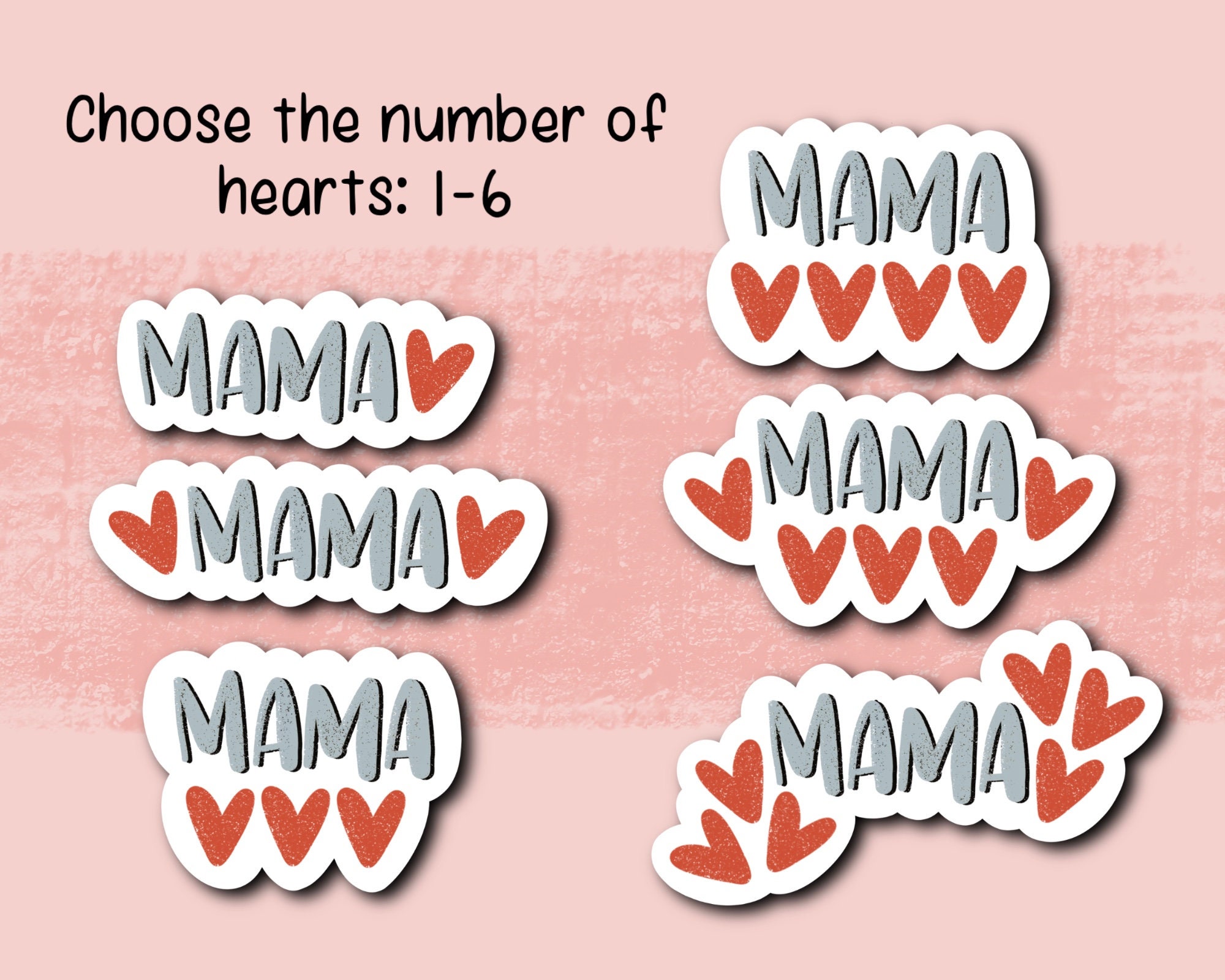 Mama Hearts Sticker Mom Decal | Etsy