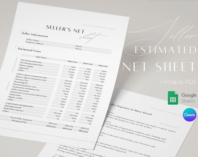 Seller's Net Sheet Seller Proceeds Seller Estimated Closing Costs ...