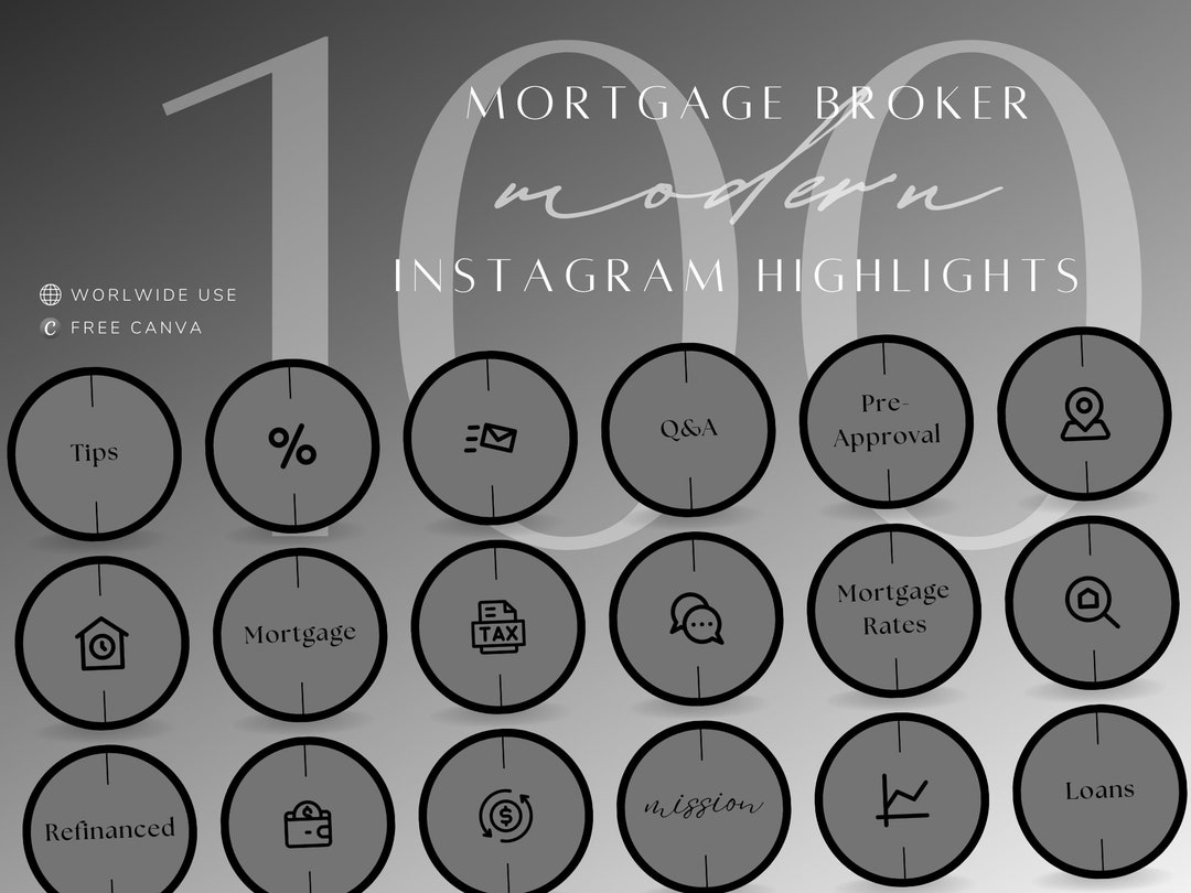 100 Mortgage Broker Instagram Story Highlights Covers in BLACK ...