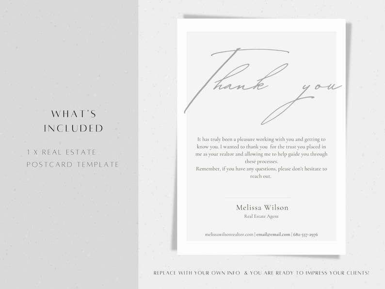 Real Estate Thank You Card Template: Canva Editable, 5x7 (digital ...