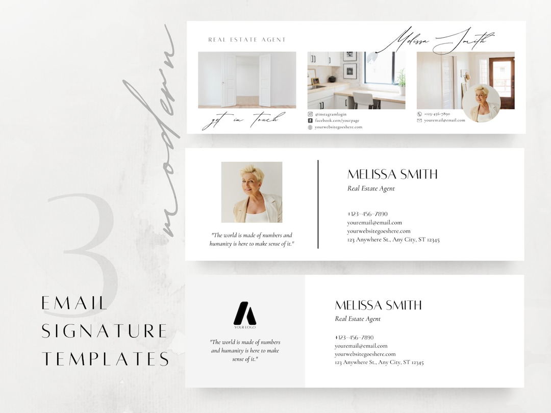 3 Email Signature Templates | Real Estate, Realtor Marketing, Mortgage ...