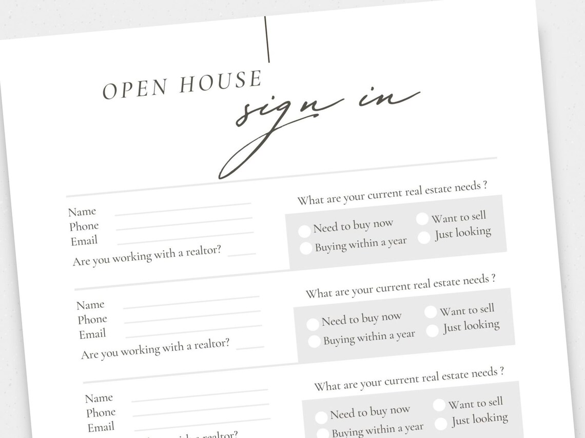 Real Estate Open House Sign-in Sheet & Welcome Sign (PDF, Canva ...