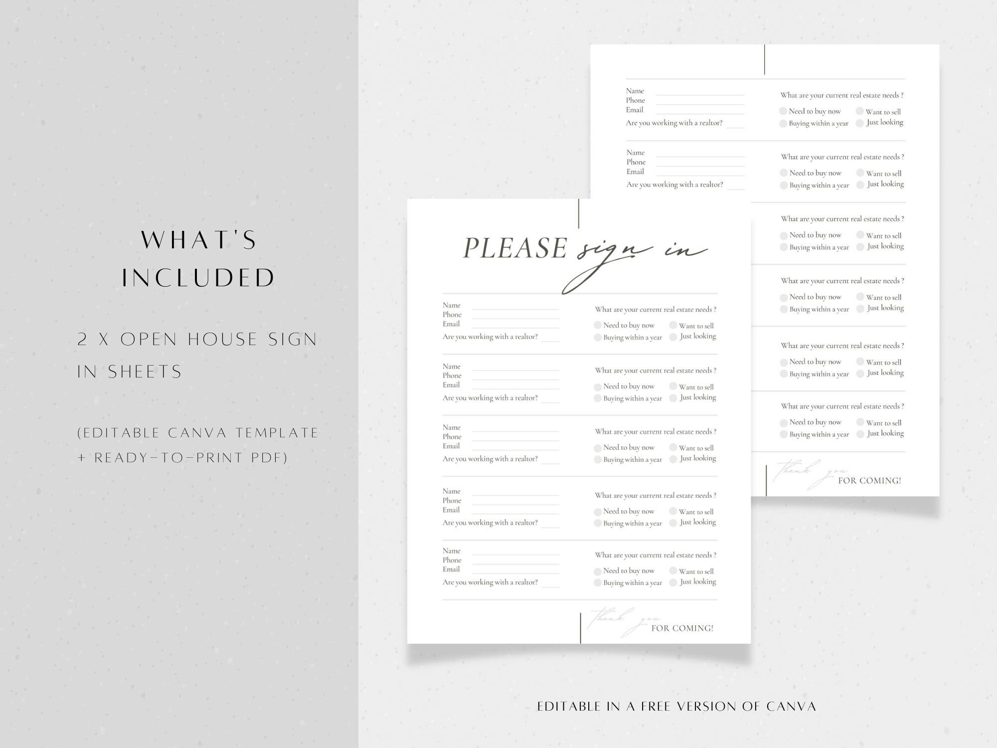 Open House Sign in Sheet, Editable Canva Template & PDF, Real Estate ...