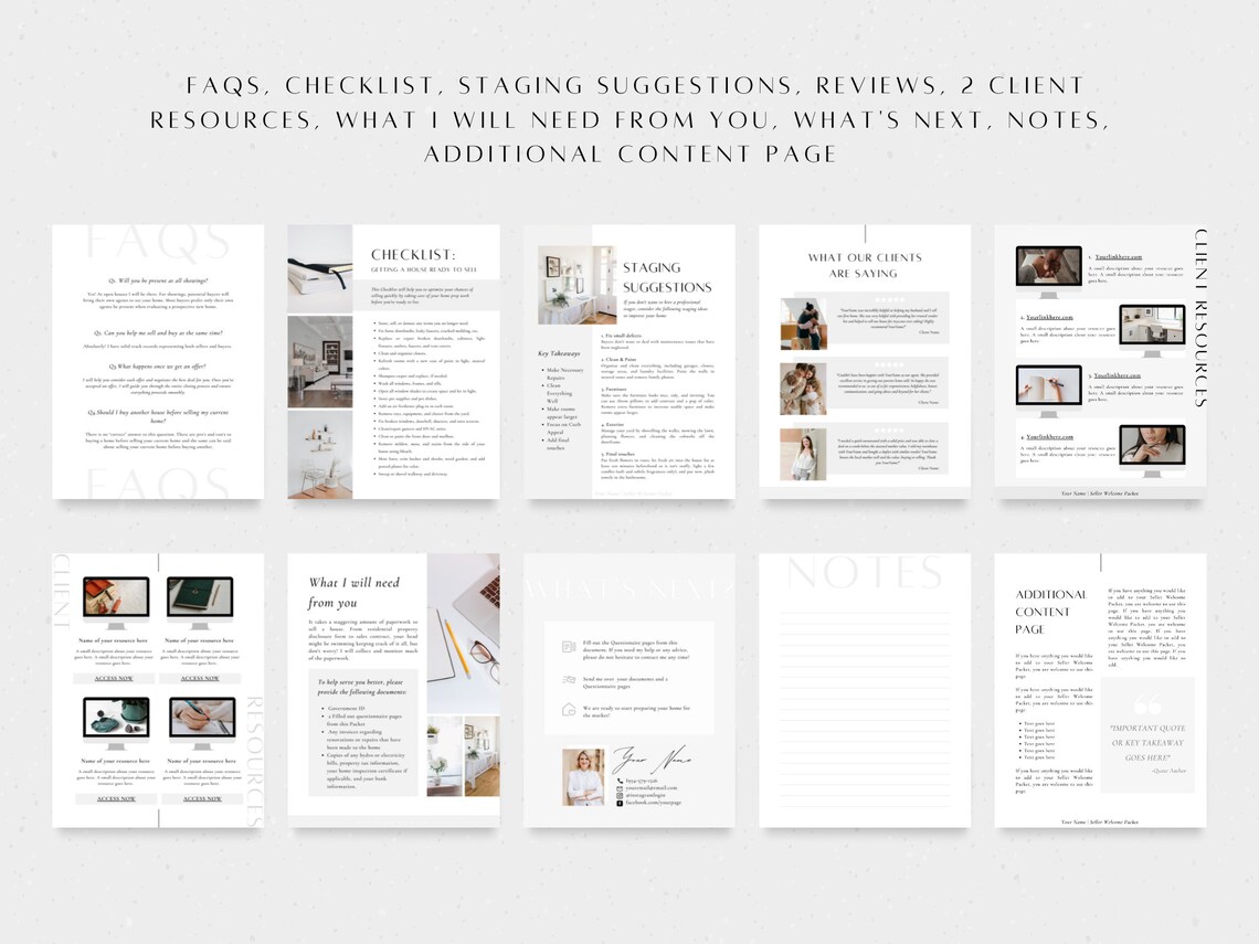 Real Estate Seller Welcome Packet Real Estate Marketing New - Etsy
