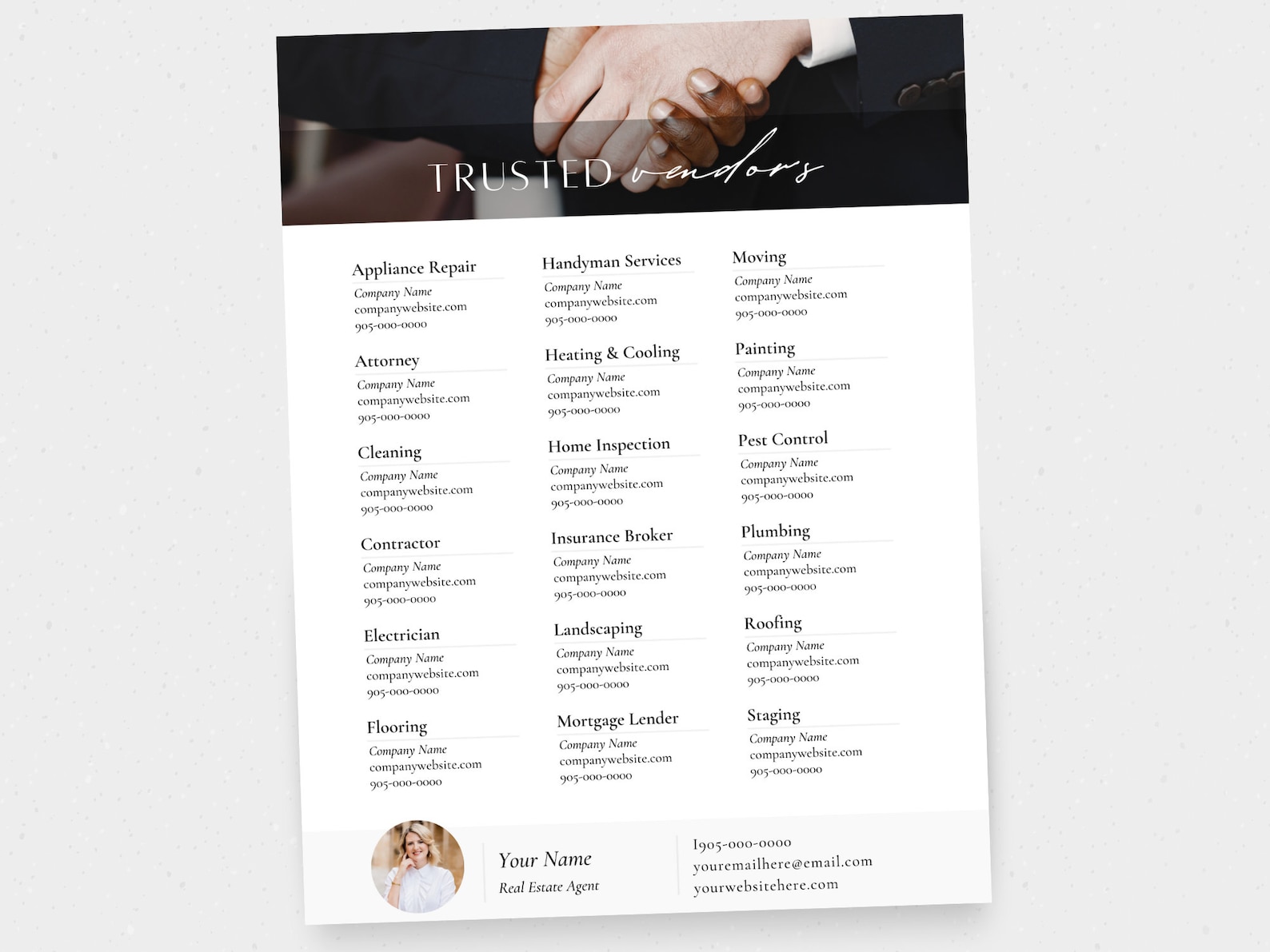 Real Estate Trusted Vendor List Template | Realtor Referral, Preferred ...