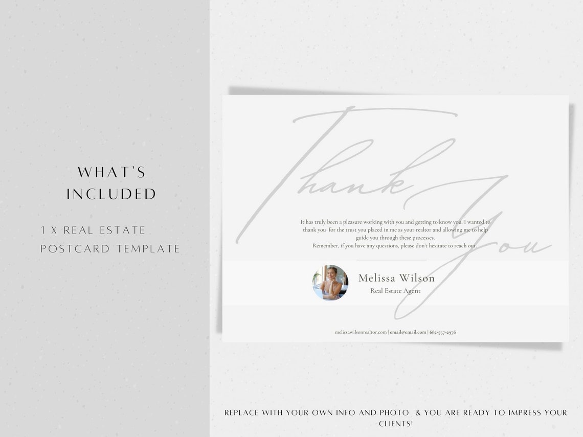 Real Estate Thank You Card Template, Modern Realtor Postcard (canva ...