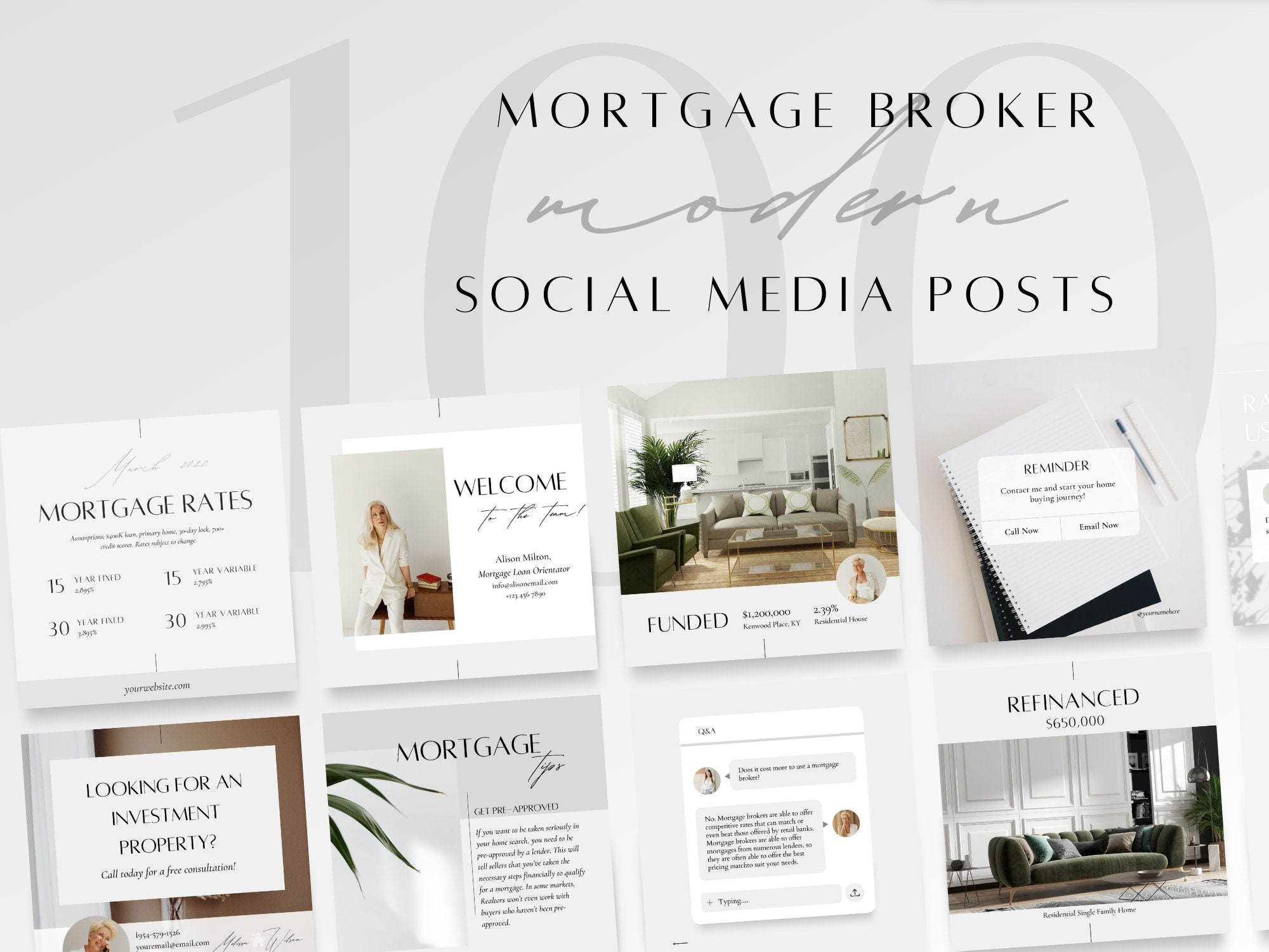 100 Mortgage Broker Social Media Posts Template Mortgage Lender ...