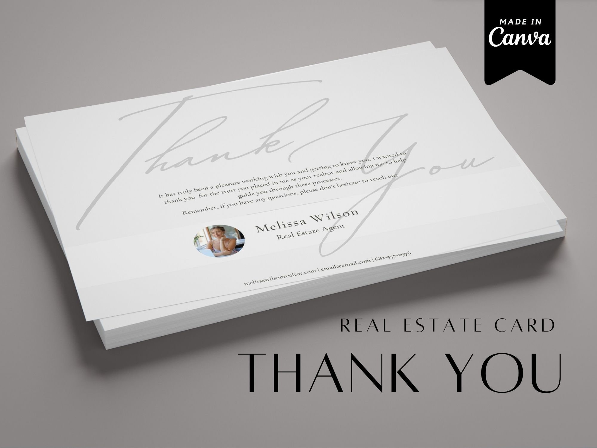 Real Estate Thank You Card Template, Modern Realtor Postcard (canva ...