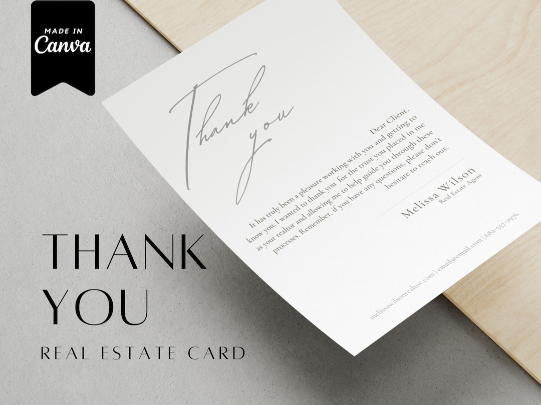 Real Estate Thank You Card Template: Minimalist Realtor Postcard ...