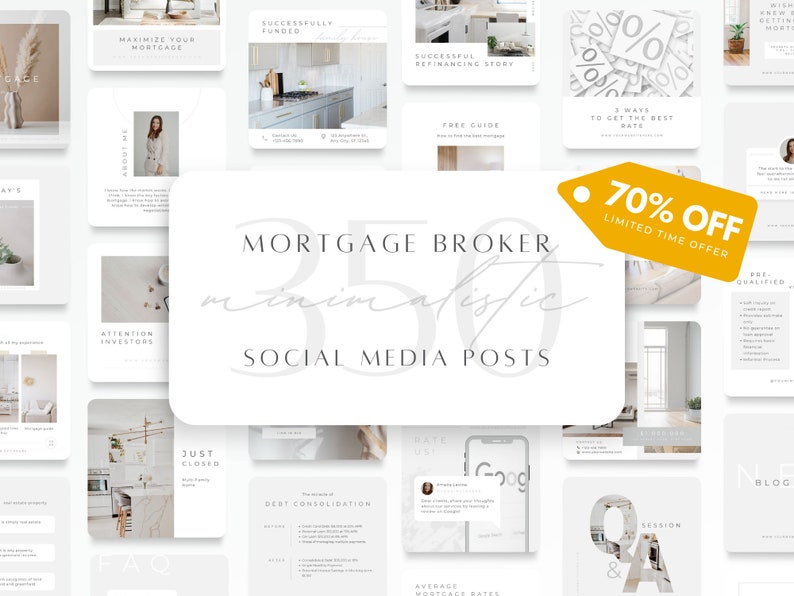 350 Mortgage Broker Posts Templates Minimalistic Social Media Marketing ...