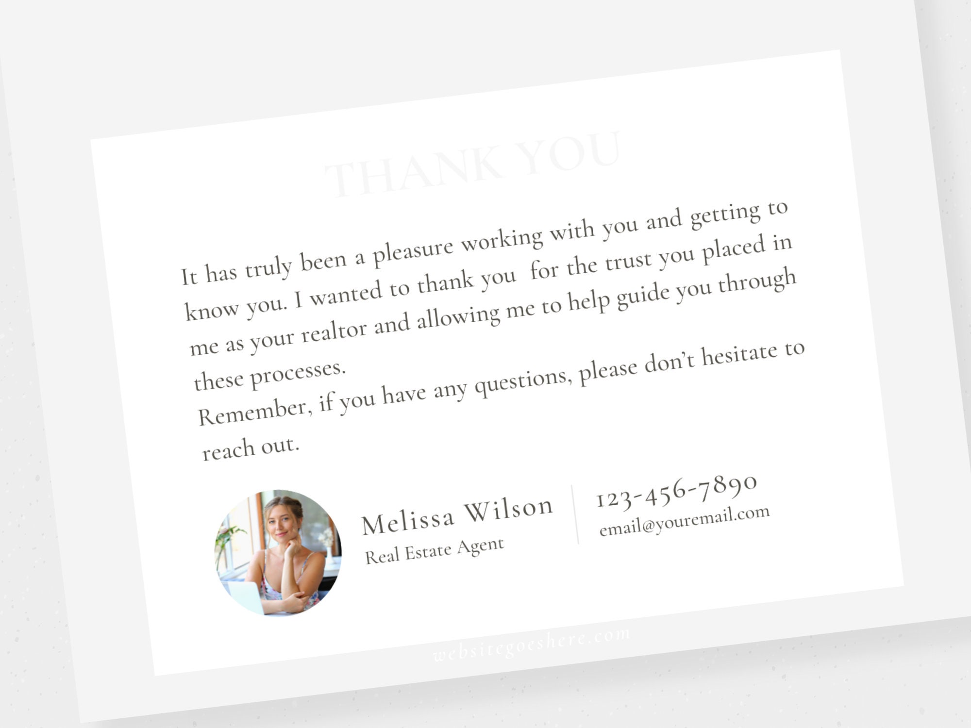 Foldable Real Estate Thank You Card Template: Minimalist Design ...