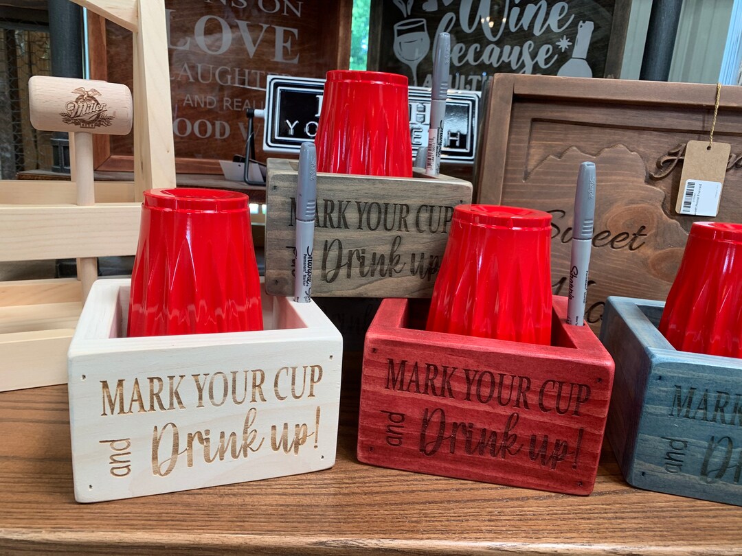 Mark Your Cup and Drink Up Cup Holder With Marker Slot - Etsy