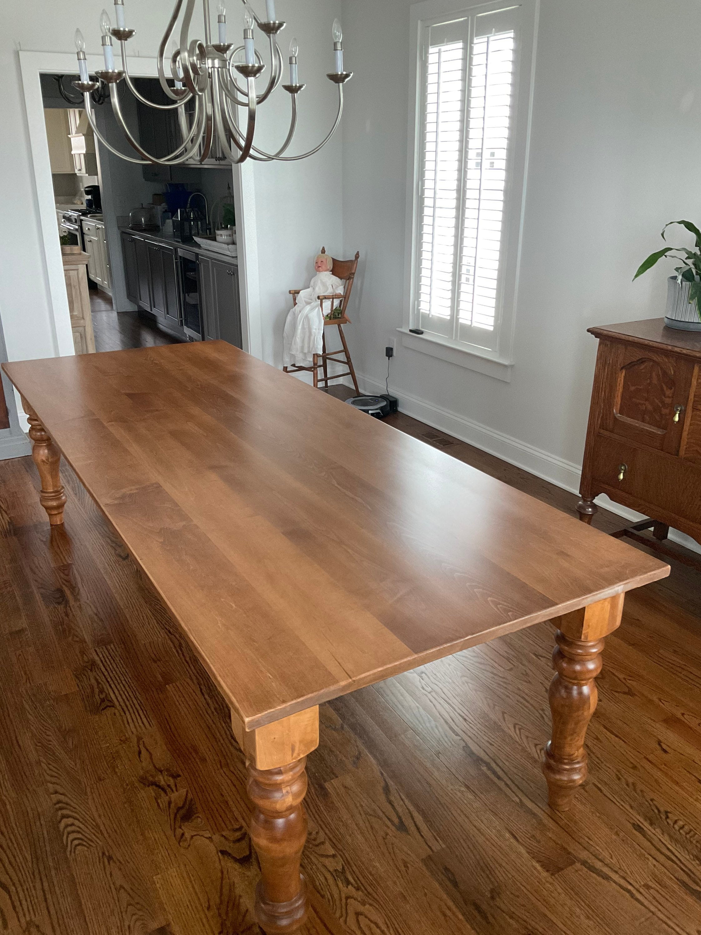 Farmhouse Style Spindle Leg Dining Table Solid Hardwood Table Handmade Table Etsy