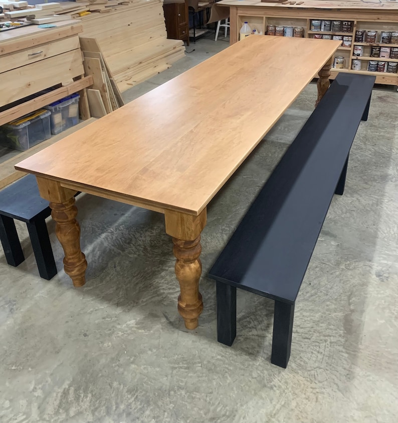 Handmade Farmhouse Maple Dining Table | Spindle Leg Hardwood Table - Etsy