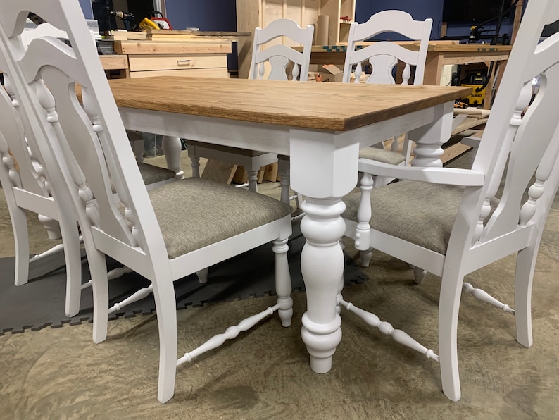 Handmade Farmhouse Maple Dining Table | Spindle Leg Hardwood Table - Etsy