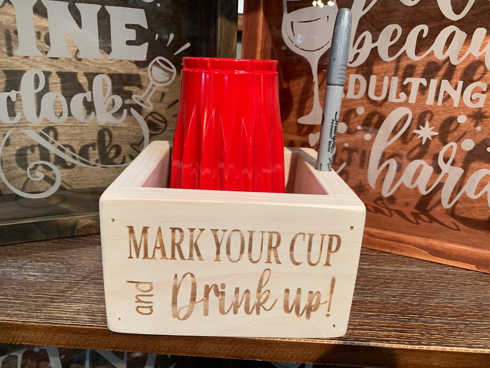 Mark Your Cup and Drink Up Cup Holder With Marker Slot - Etsy