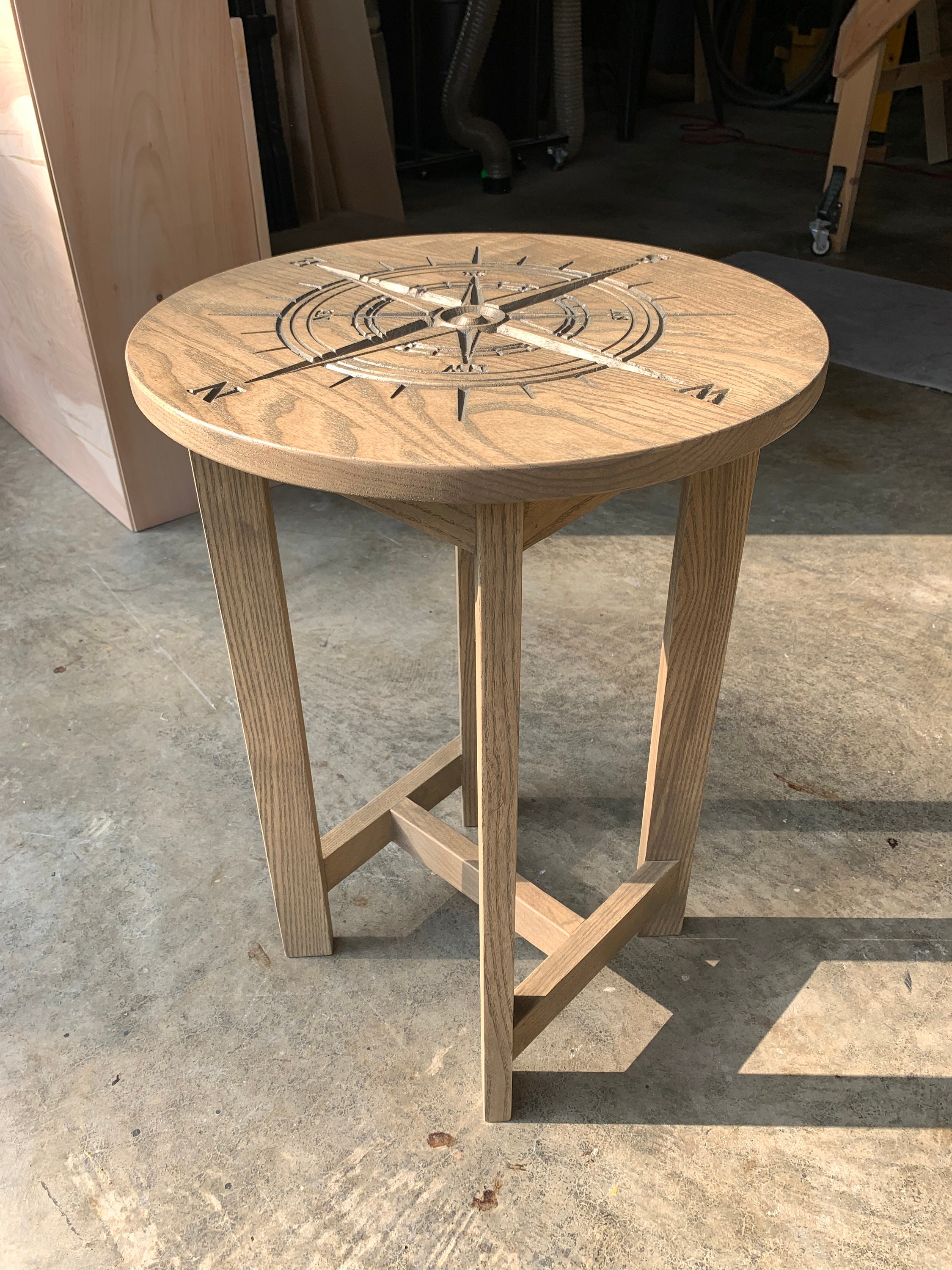 Custom Engraved Nautical Compass End Table - Etsy