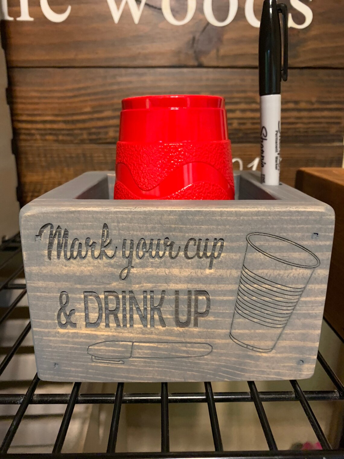 Mark Your Cup and Drink Up Cup Holder With Marker Slot - Etsy