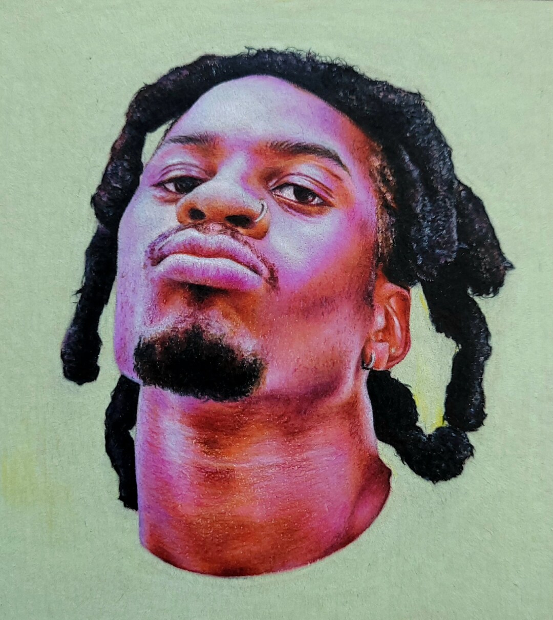 Denzel Curry Colorpencil Portrait - Canvas Print - Etsy
