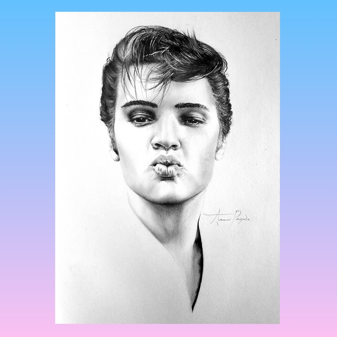Elvis Presley Original Pencil Artwork Paper Print - Etsy