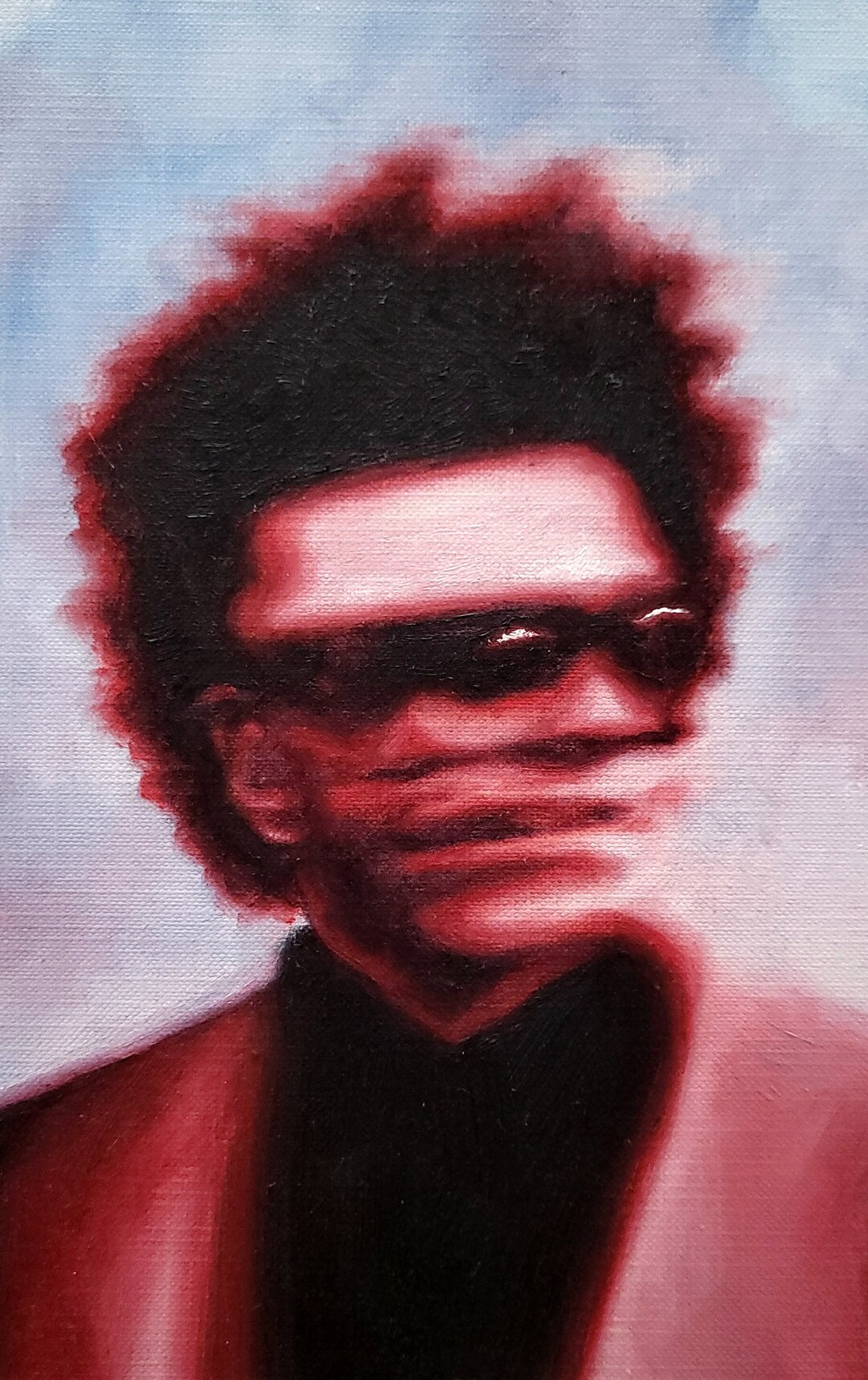 The Weeknd Blurred Lights - Oil Painting Portrait Canvas Print ...