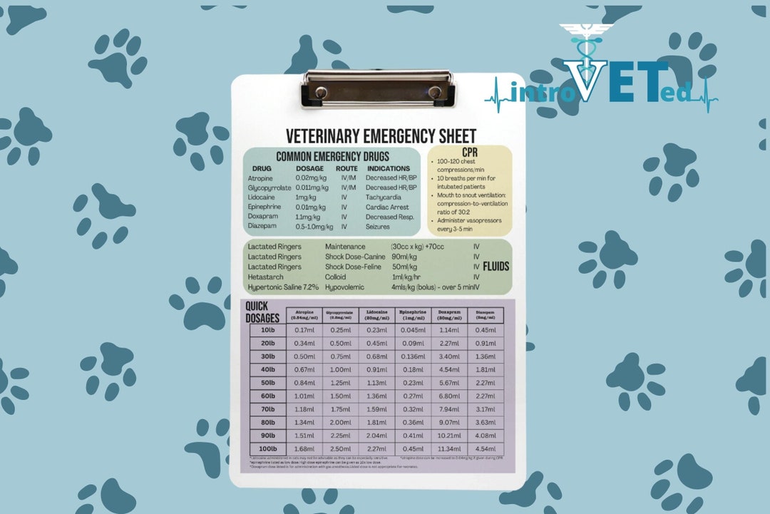 Small Animal Emergency Chart Clipboard,veterinarian,vet Med,dvm ...