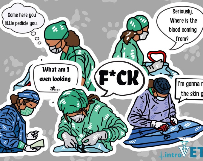 Female Surgeon Sticker 5-pack,female Doctor Sticker,woman in Medicine ...