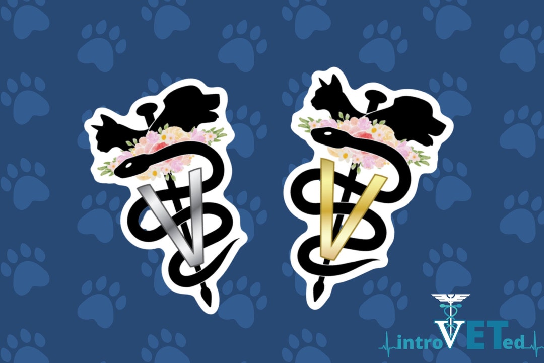 Veterinary Caduceus Sticker Set-set of 2,veterinary Sticker,vet Med ...
