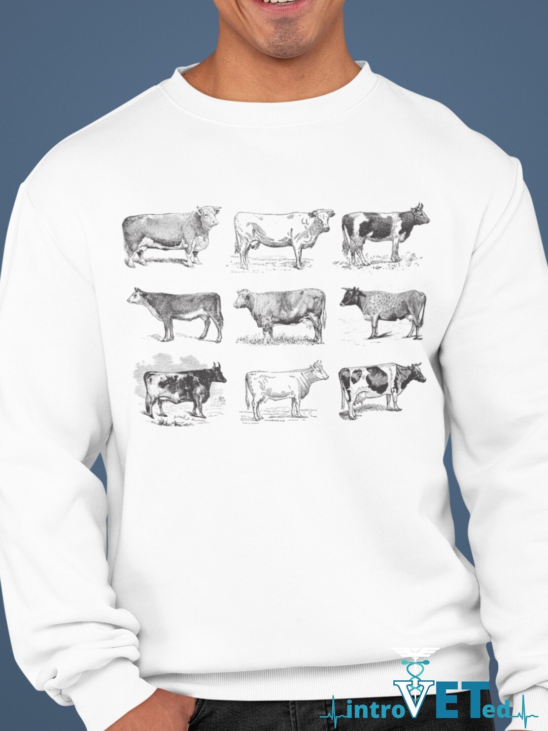 Cow Unisex Sweatshirt,cow Sweater,cow Apparel,large Animal Veterinarian ...