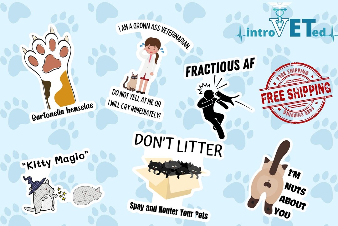 Cat Sticker Pack-set of 6,veterinarian Stickers,vet Tech Stickers,vet ...