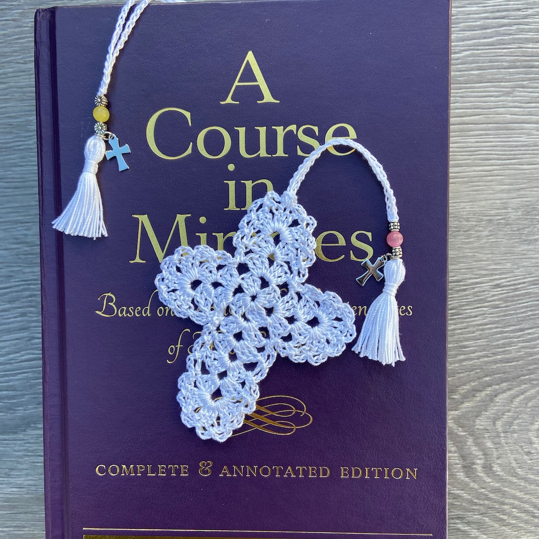 Handmade Crochet Cross Bookmark With Beads, Charm and Tassel ...
